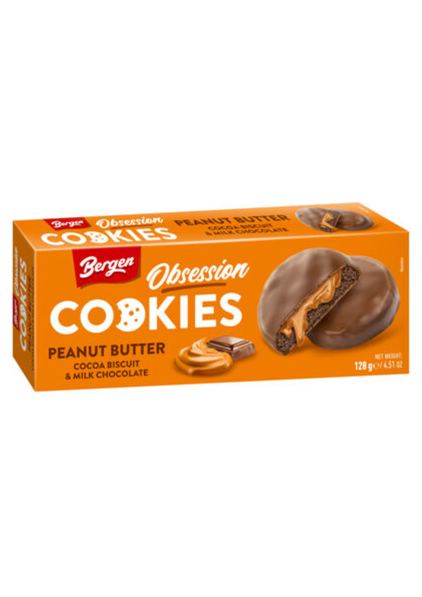 Bergen Cookies Peanut Butter Cocoa Biscuit & Milk Chocolate - 128 g ...